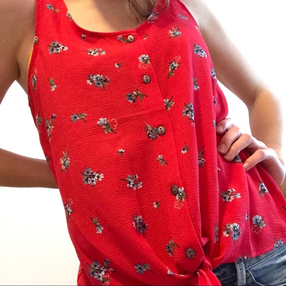Gyspy & Jade | Tops | 35 Gypsy Jade Red Floral Tank Top | Poshmark